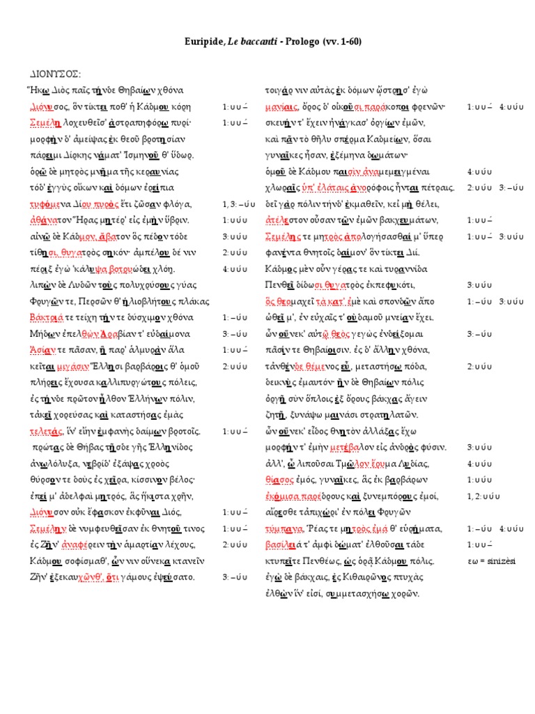 Baccanti 1 60 Metrica | PDF