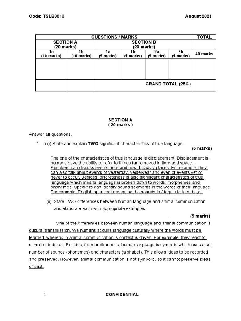 Code: TSLB3013 August 2021: 1a (10 Marks) 1b (10 Marks) 1a (5 Marks) 1b ...