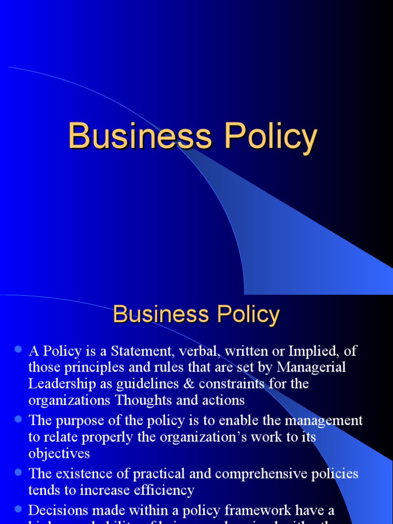 Business Policy | PDF | Strategic Management | Policy