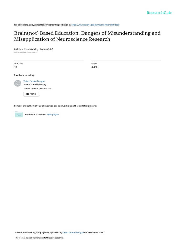 Brainnot Based Education Dangers of Misunderstandi | PDF ...