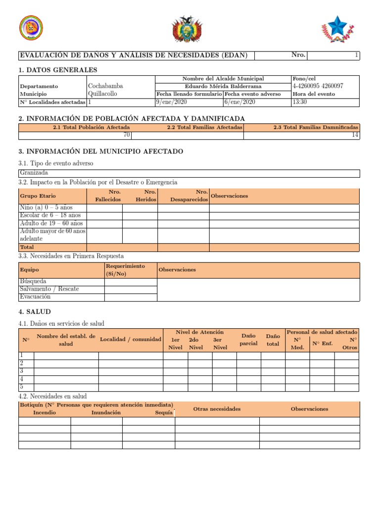 Formulario Edan | PDF