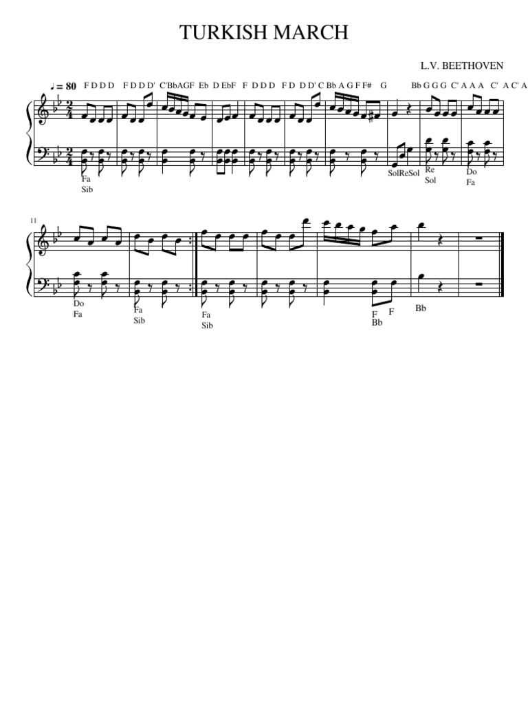 Beethoven's Turkish March for Piano | PDF
