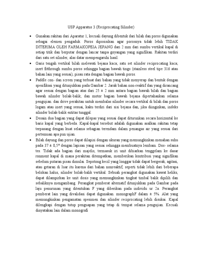Tipe Alat Disolusi USP Apparatus 3 dan 4 | PDF | Griya & Taman | Sains ...