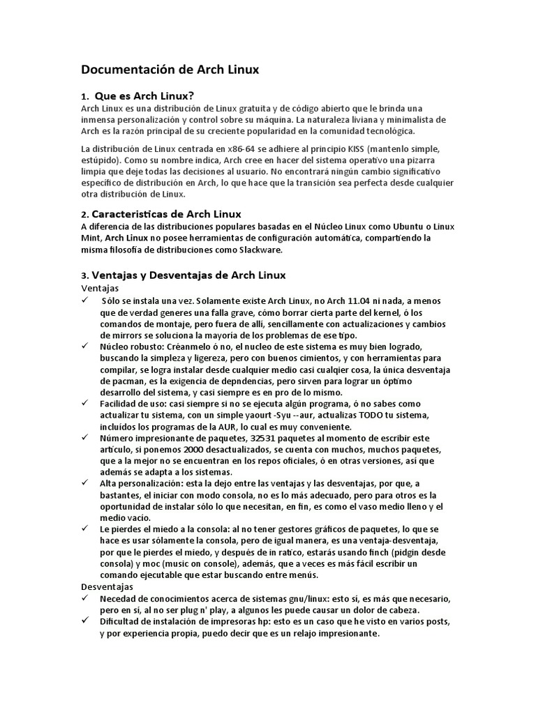 Documentación de Arch Linux | PDF | Distribución de Linux | Desarrollo ...