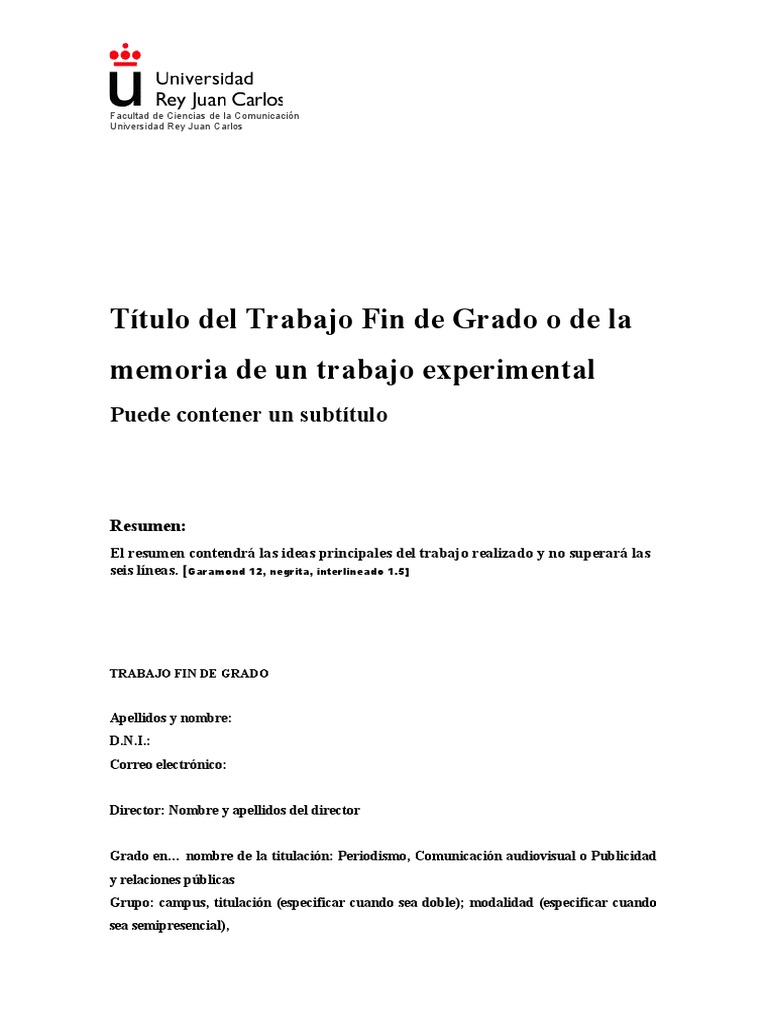 TFG Plantilla | PDF | Bibliografía | Comunicación