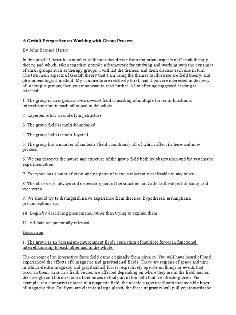 A Gestalt Perspective On Working With Group Process by John Bernard ...