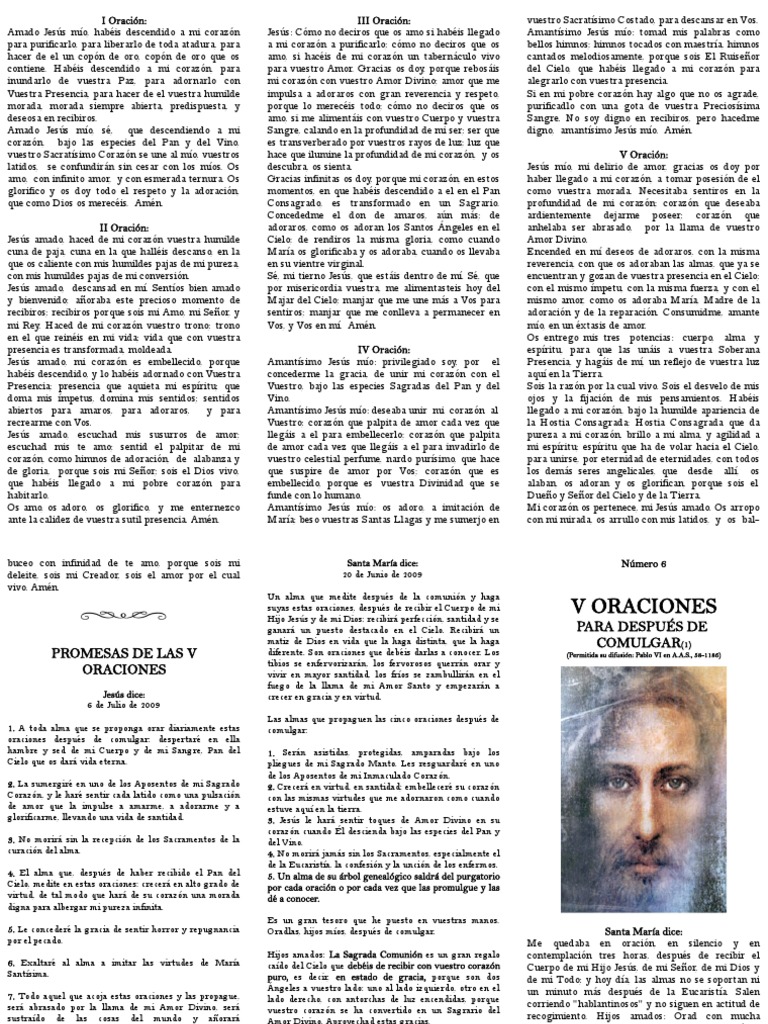 Oraciones Para Después De Comulgar Pdf Eucaristía Oración