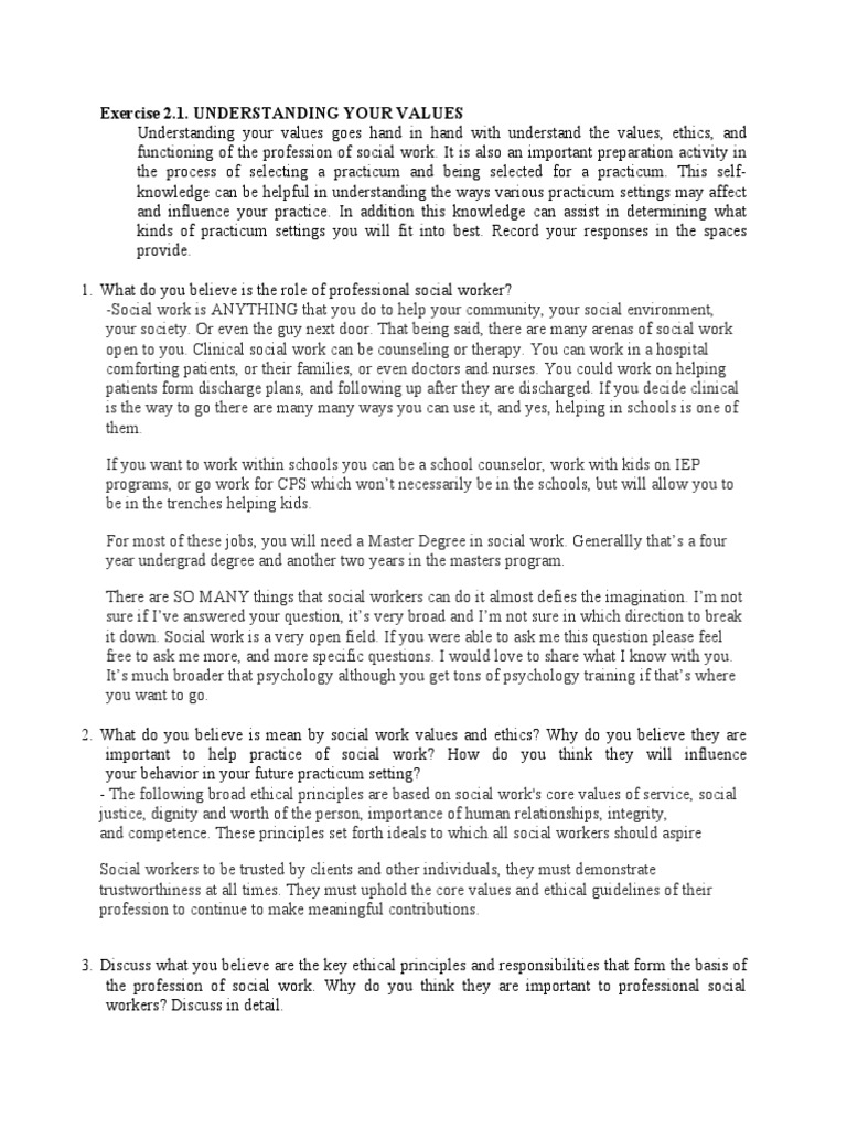 Understanding Your Values | PDF | Social Work | Mental Health