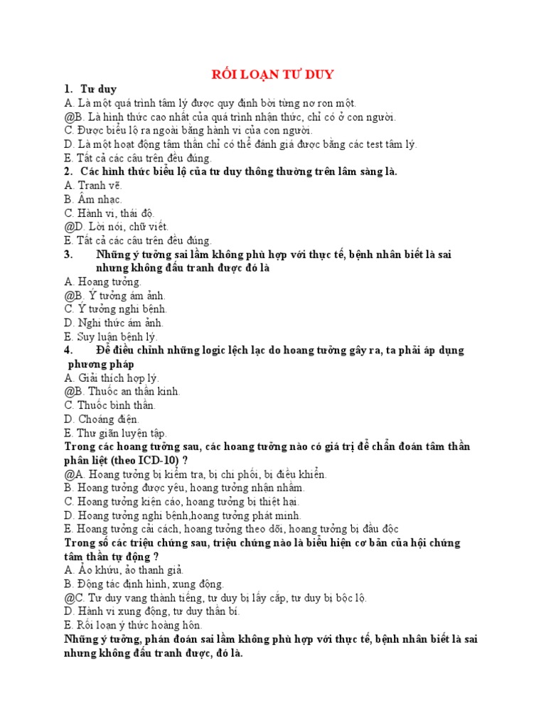 1. RỐI LOẠN TƯ DUY | PDF