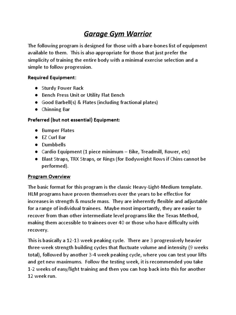 Garage Gym Warrior | PDF | Aerobic Exercise | Strength Training