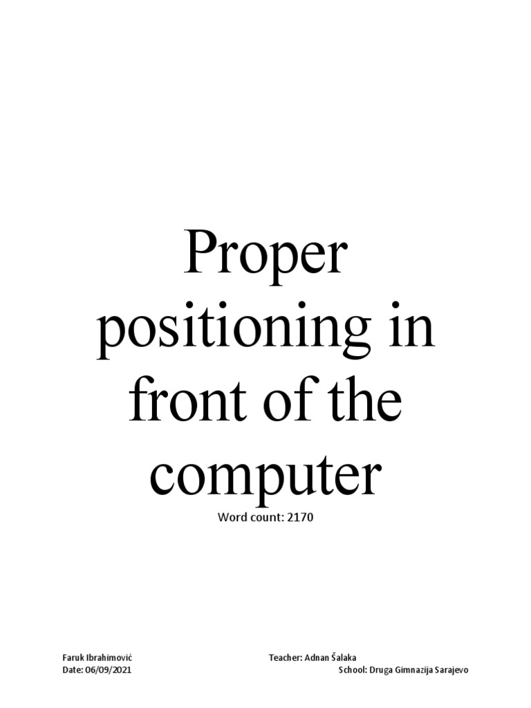 Ergonomic Computer Positioning Guide | PDF | Elbow | Headache