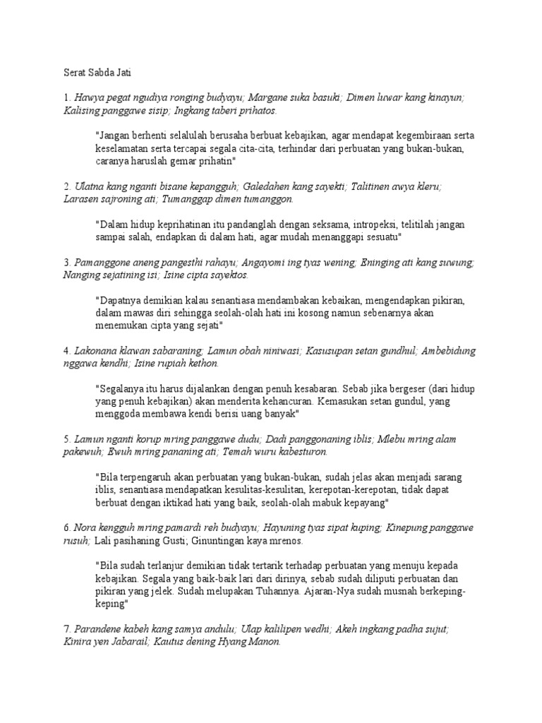 Petuah Kebajikan dalam Serat Sabda Jati | PDF | Agama & Spiritualitas