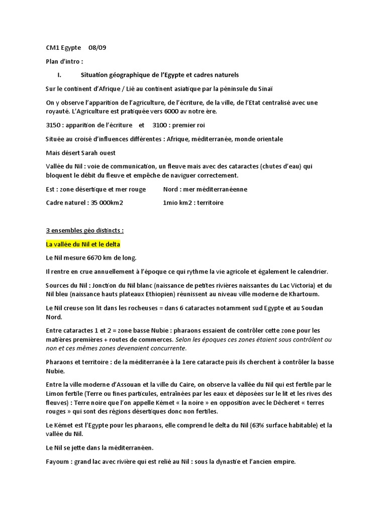 Égypte Ancienne : Géographie et Pouvoir | PDF | Nil | Pharaon