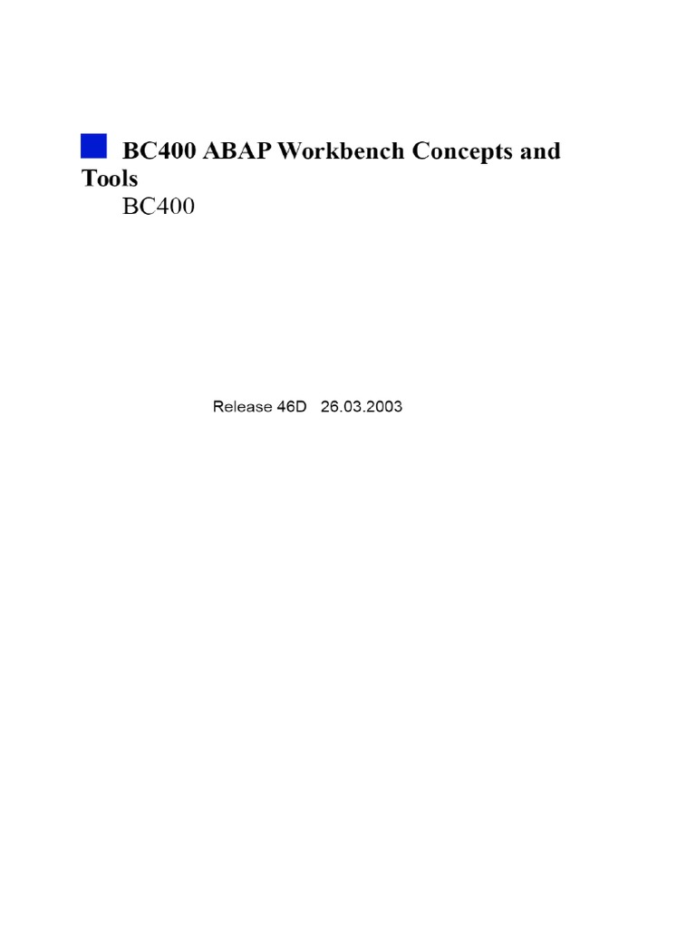 (PDF) BC400 ABAP Workbench Concepts and Tools - WIAC - Info | PDF