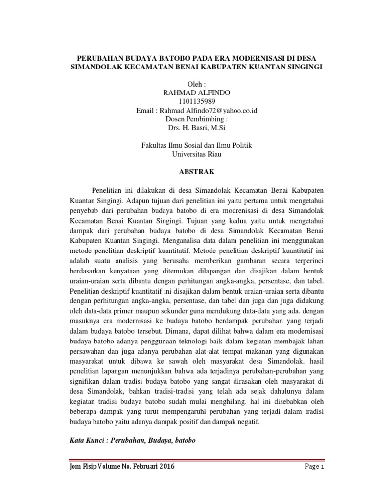 Perubahan Budaya Batobo di Simandolak | PDF