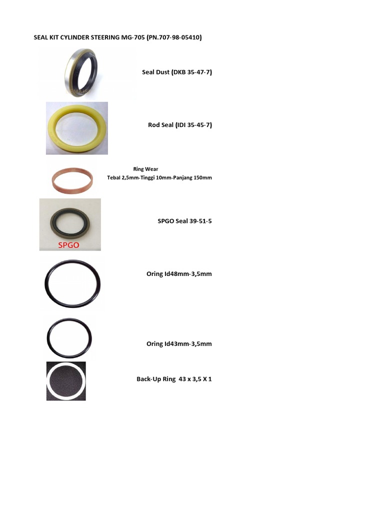 Sel Kit Steering MG-705 PN.707!98!05410 | PDF
