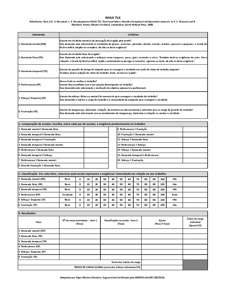 Formulário NASA TLX | PDF