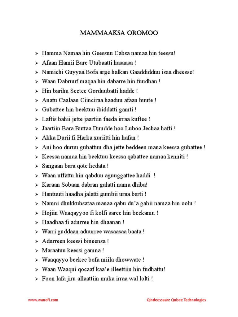 Mammaaksa Oromoo | PDF
