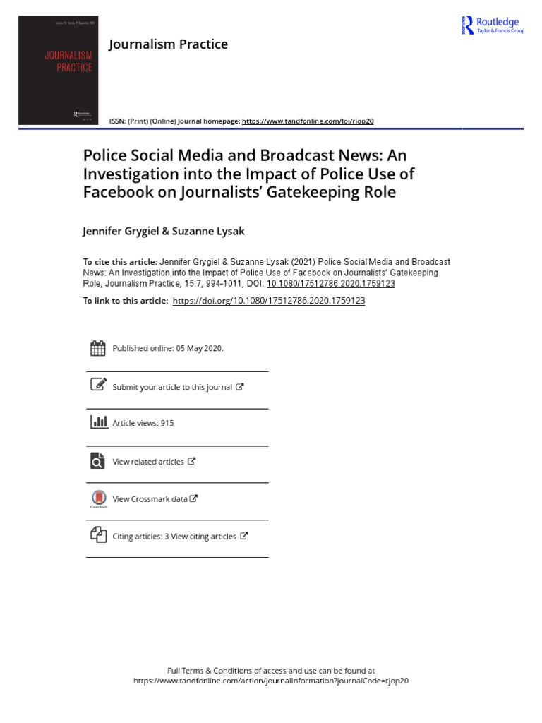 Police Social Media and Broadcast News An Investigation Into The Impact ...