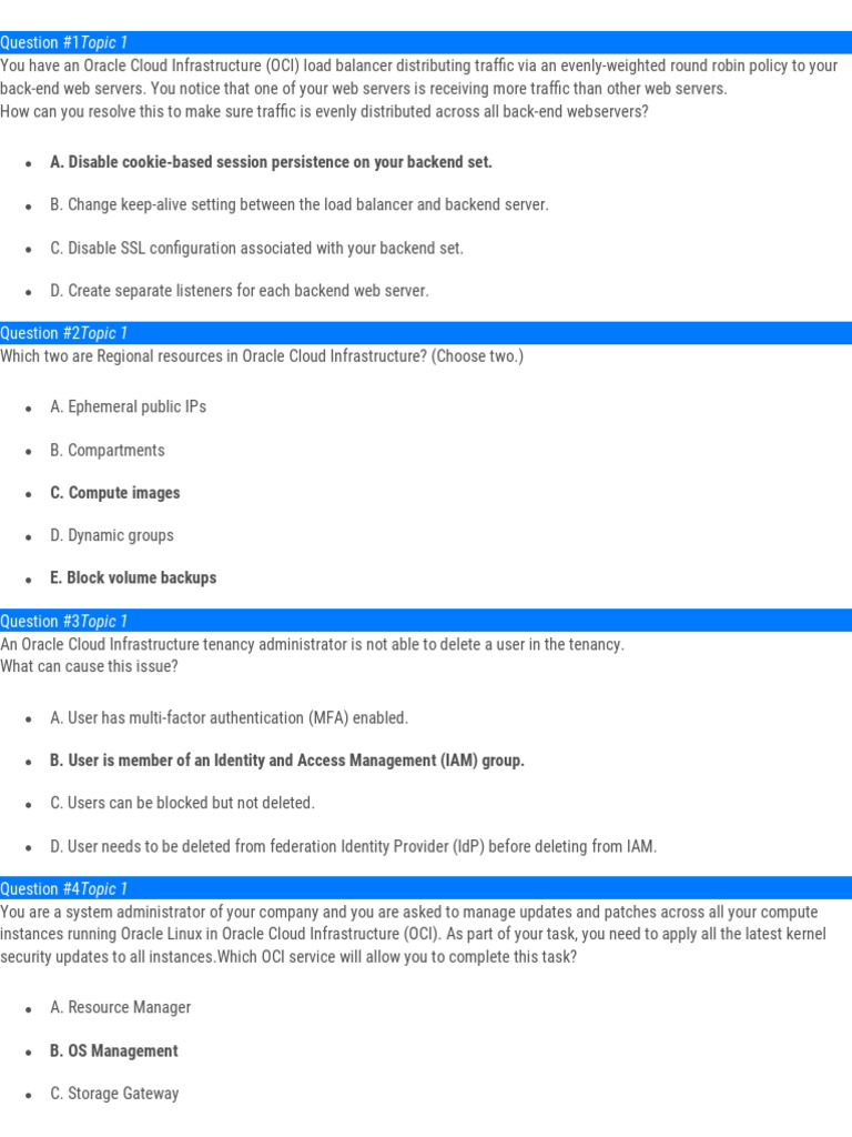 A. Disable Cookie-Based Session Persistence On Your Backend Set | PDF | Cloud Computing | Databases