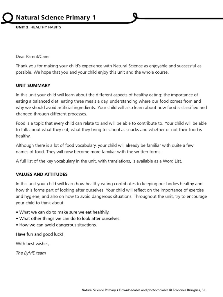 Natural Science Primary 1: Unit Summary | PDF