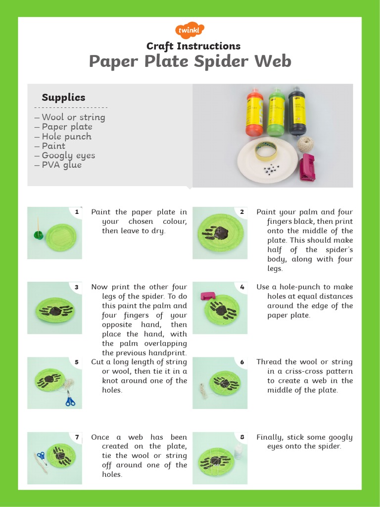Paper Plate Spider Web: Craft Instructions | PDF | Hand | Spider