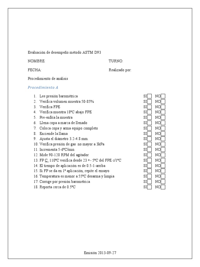 Evaluación de Desempeño Método ASTM D93 | PDF