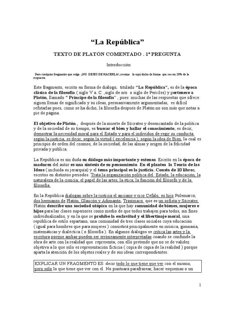 PLATON Texto Comentado Resueltos | PDF | Platón | Conocimiento