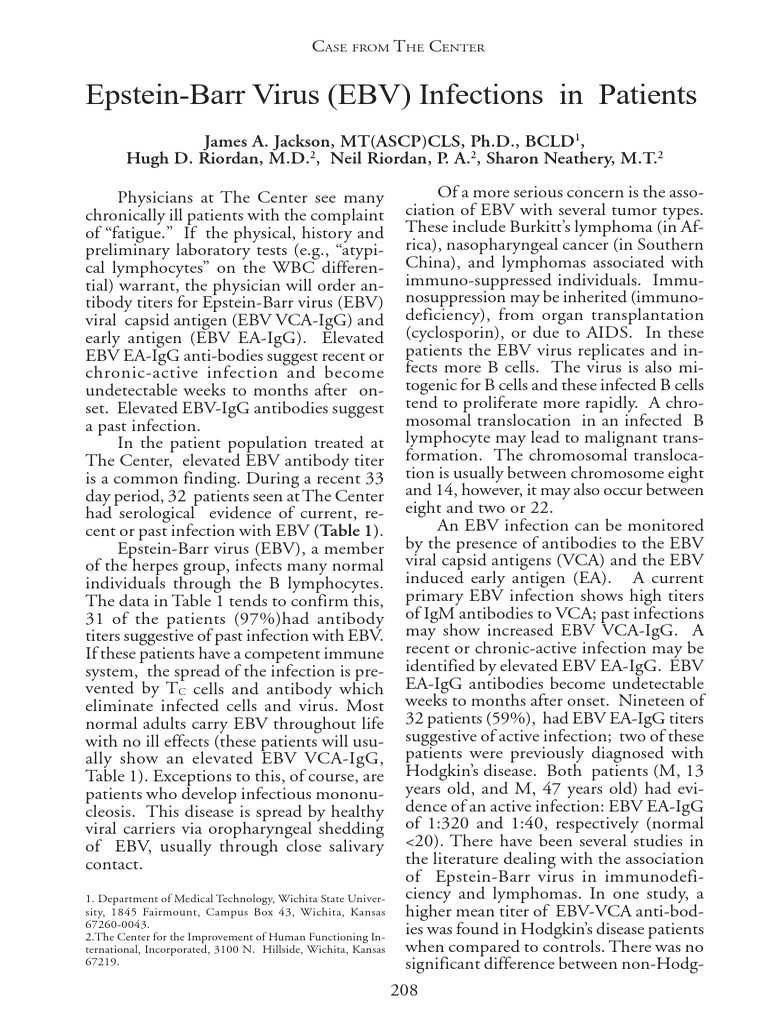 Epstein-Barr Virus Infections Overview | PDF | Infection | Lymphoma