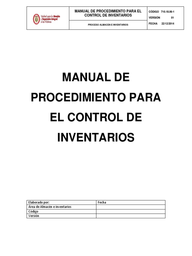 13 Manual de Procedimiento para El Control de Inventario v1 | PDF ...
