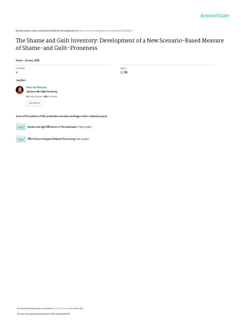 The Shame and Guilt Inventory: Development of A New Scenario-Based ...