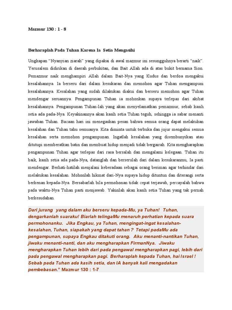 Mazmur 130: 1 - 8 | PDF