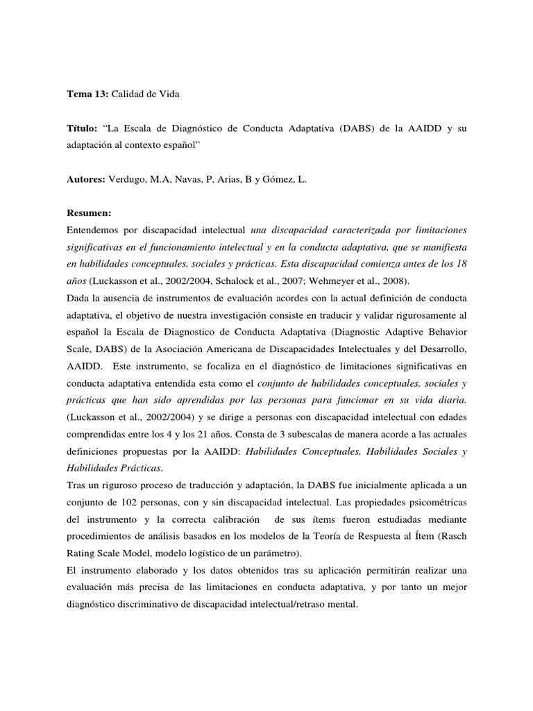 Escala DABS Conducta Adaptativa | PDF