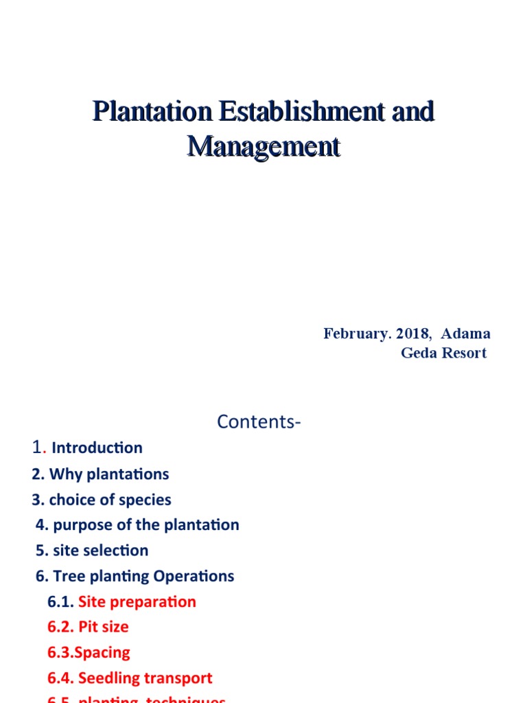 Plantation Establishment and Management Guide | PDF | Soil | Trees
