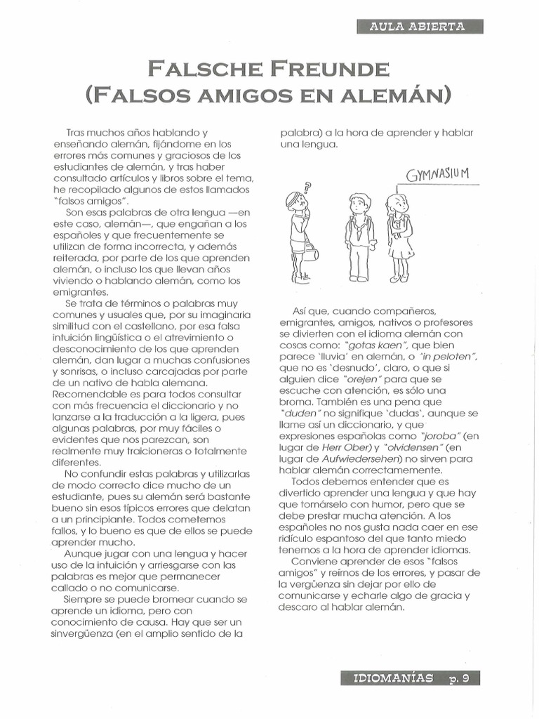 Falsos amigos en alemán para hispanohablantes | PDF | Lingüística