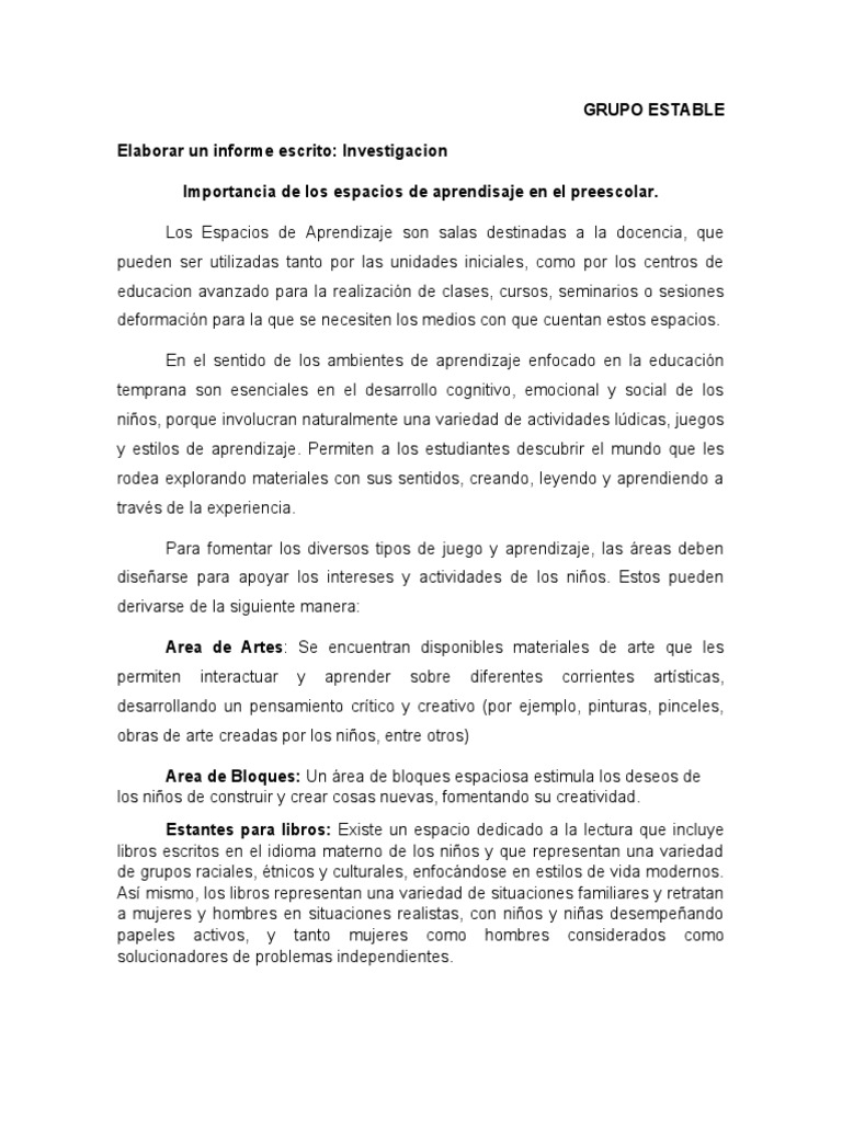 Grupo Estable | PDF | Aprendizaje | Educación de la primera infancia