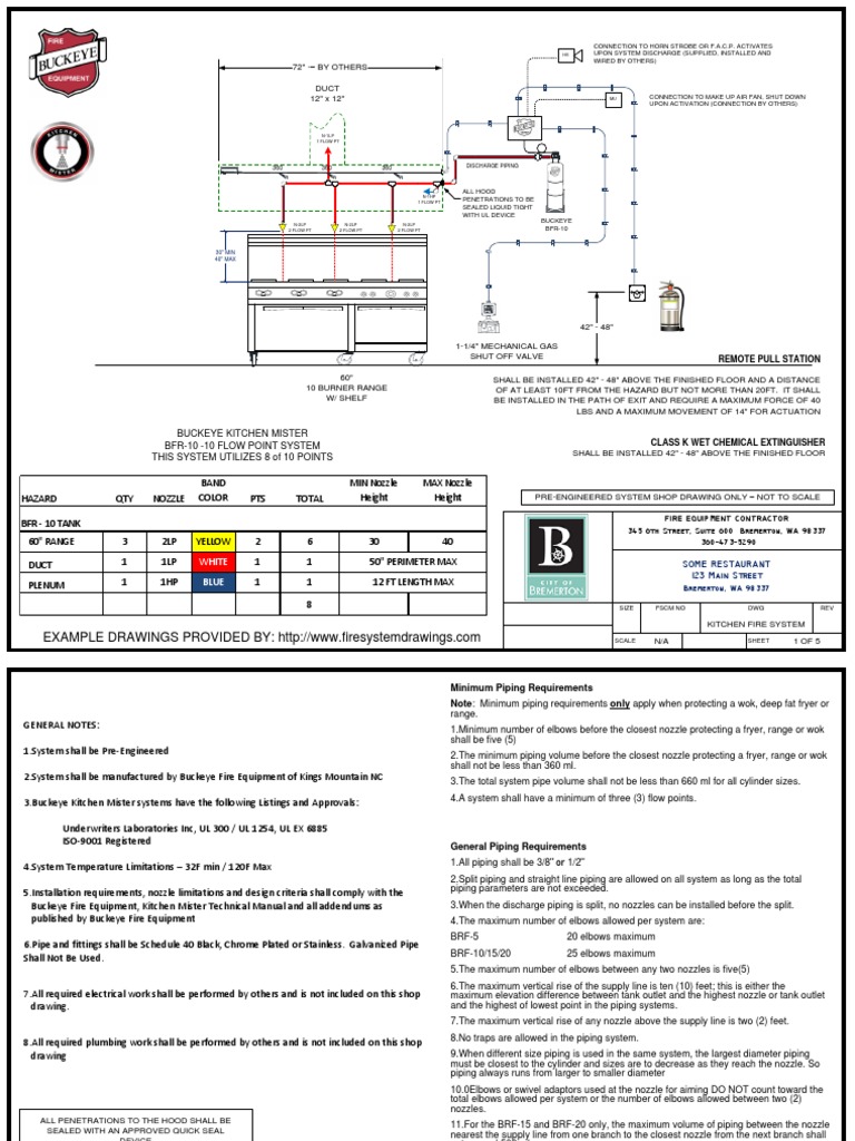 Kitchen Ansul System With Mechanical Gas Valve Wiring BUCKEYE BFR 10 ...