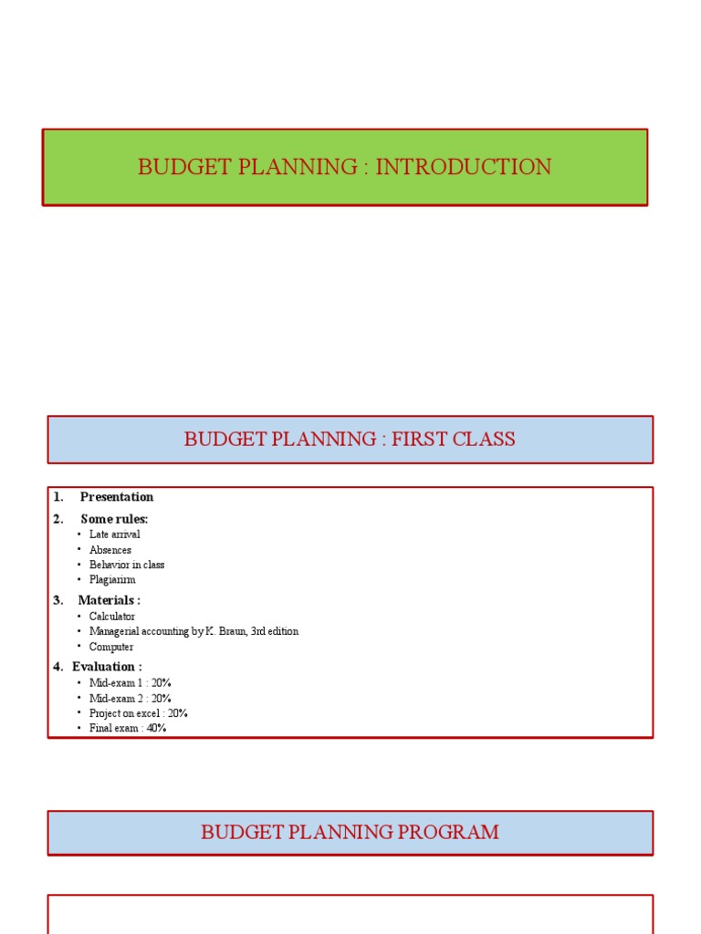 Budget Planning Introduction | PDF | Inventory | Management Accounting