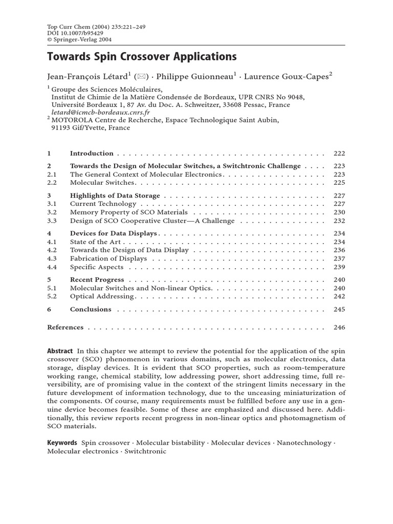 Towards Spin Crossover Applications | PDF | Computer Data Storage ...