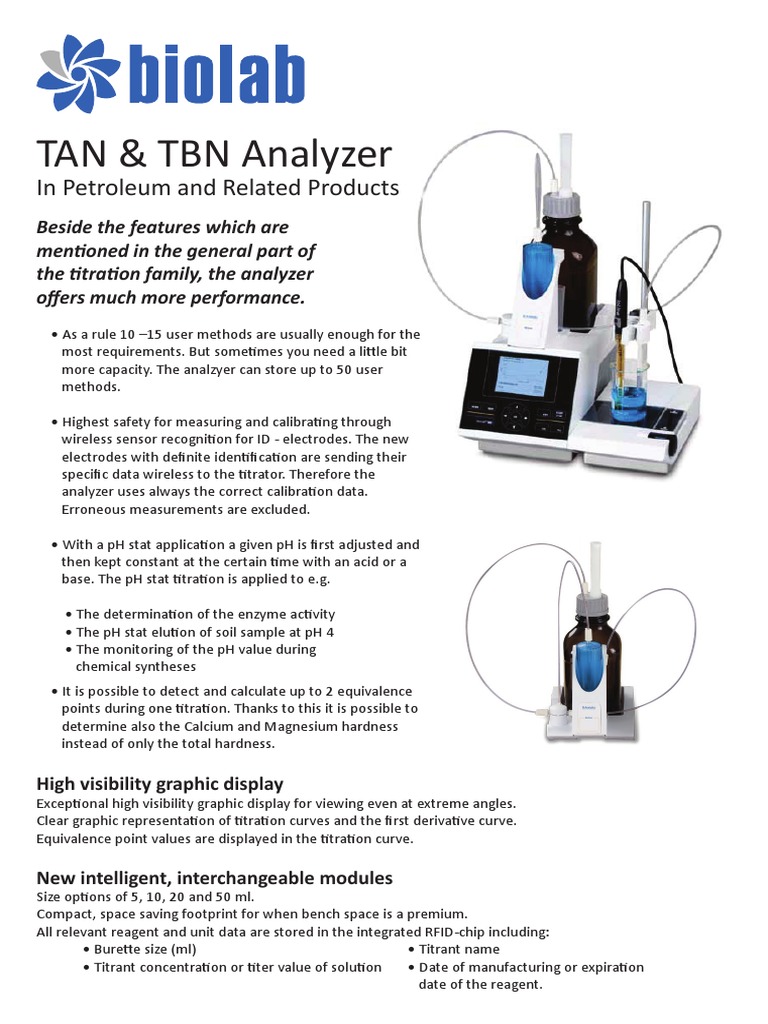 TAN TBN Titrator Datasheet | PDF | Chemistry | Titration
