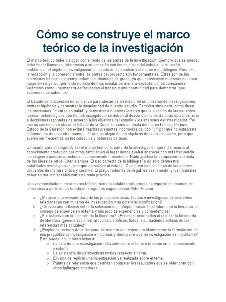 Construcción del marco teórico en investigación | PDF | Teoría ...