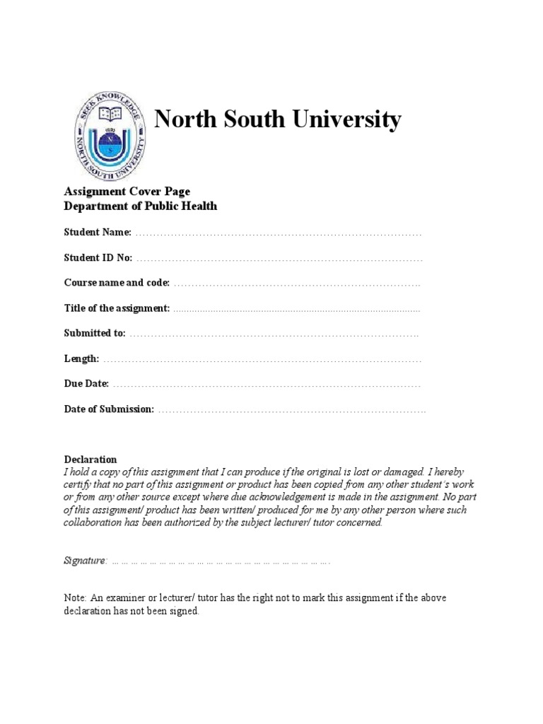NSU Assignment Cover Page Template | PDF | Career & Growth