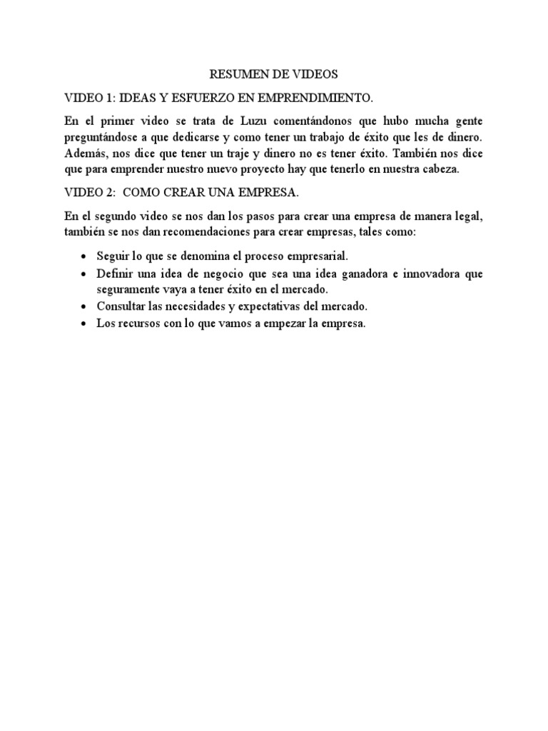 Resumen de Videos | PDF