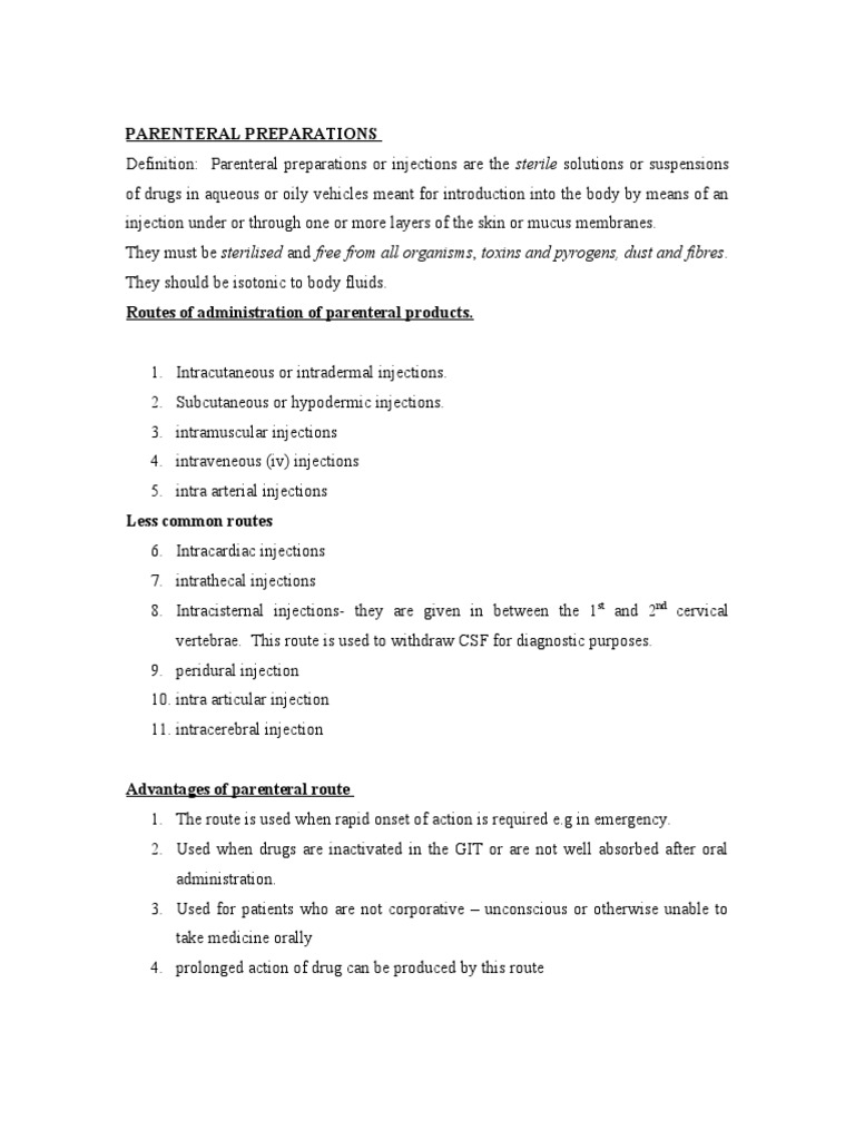 Parenteral Preparations | PDF | Intravenous Therapy | Hemodialysis