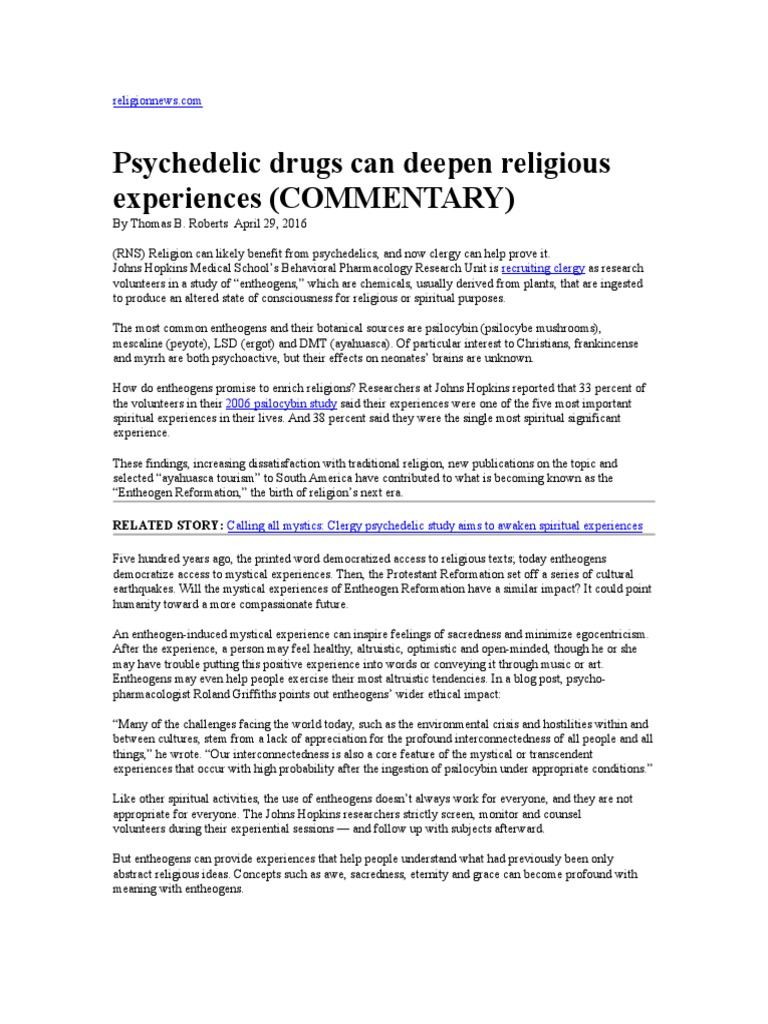 Psychedelics Can Deepen Religious - Commentary | PDF | Entheogen ...