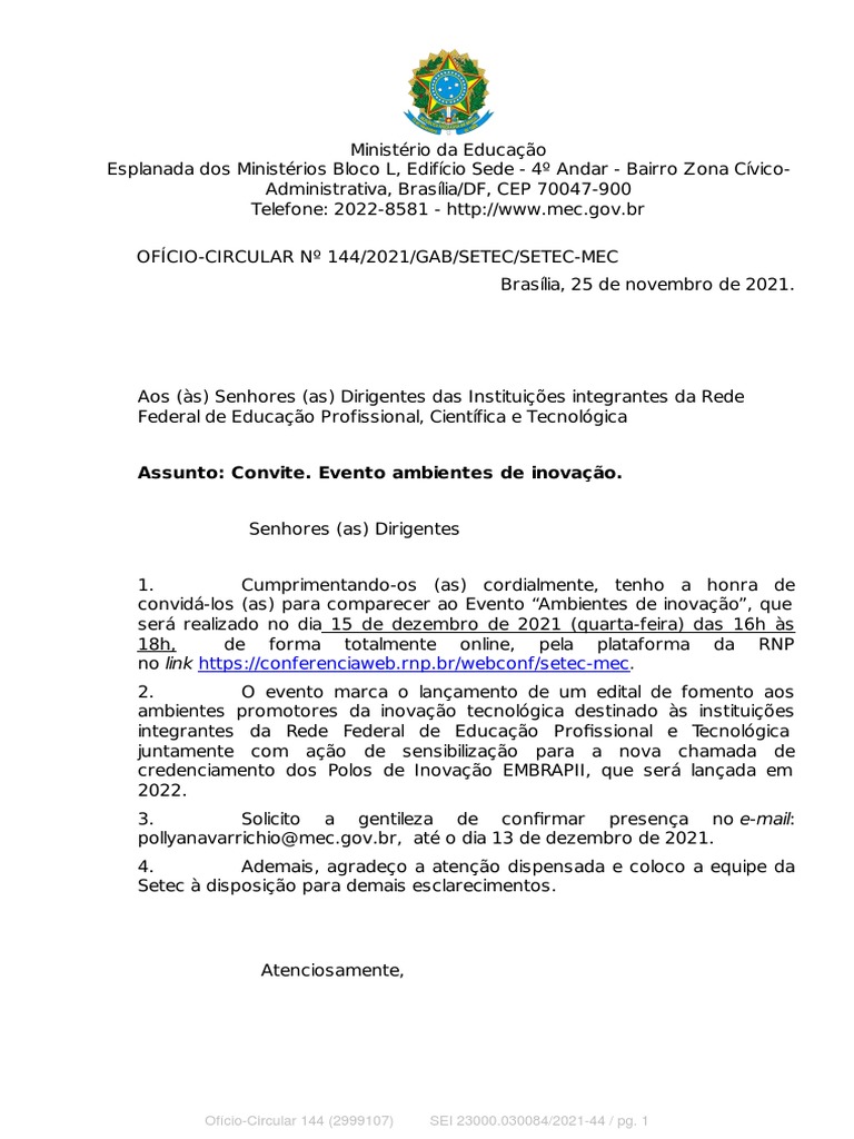 Ofício-Circular #144-2021 | PDF