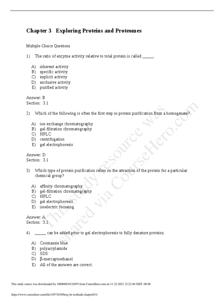 This Study Resource Was: Chapter 3 Exploring Proteins and Proteomes ...