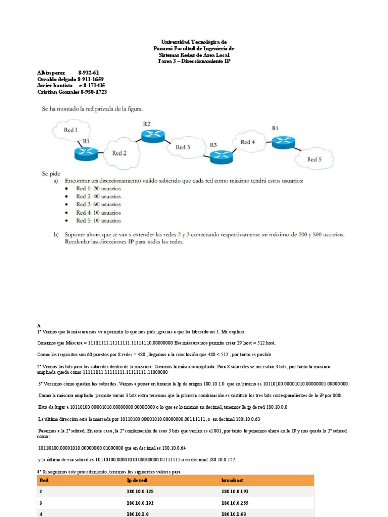 Tarea3-Direccionamiento Ip | PDF | Dirección IP | Redes de computadoras