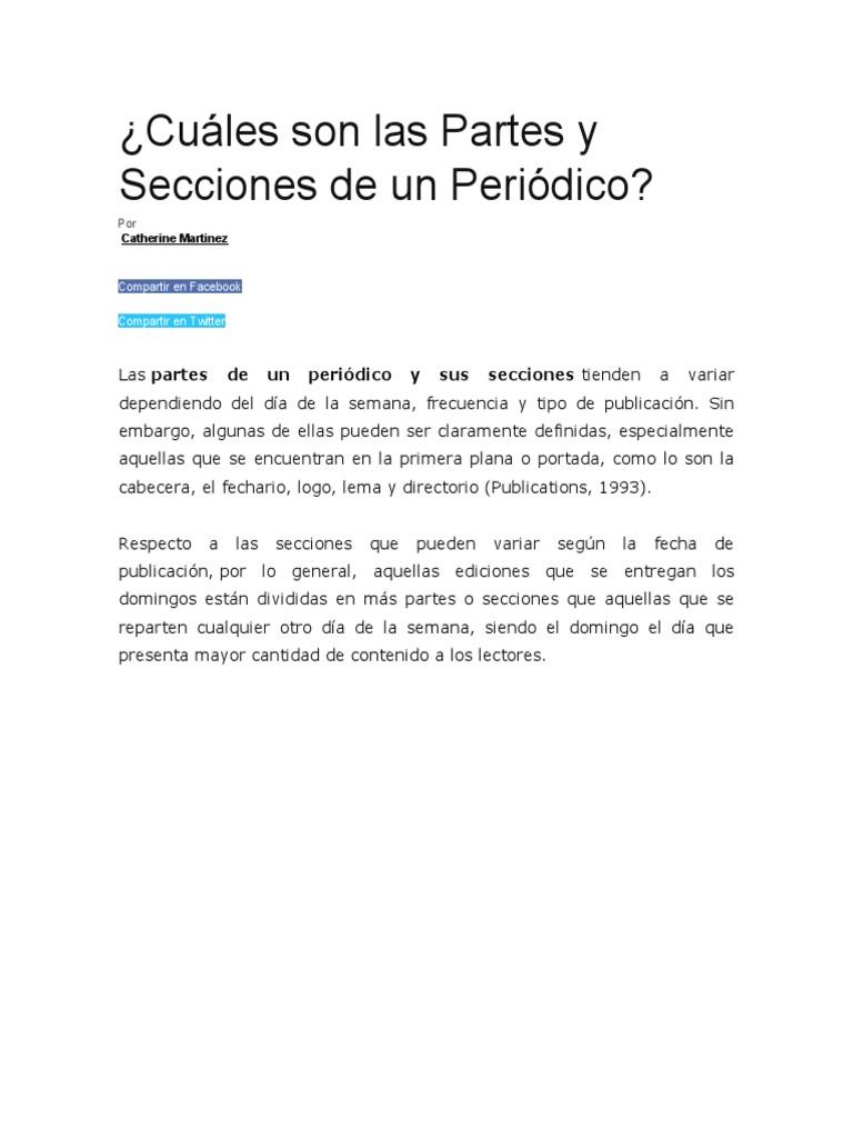 Cuáles Son Las Partes y Secciones de Un Periódico | PDF | Periódicos ...