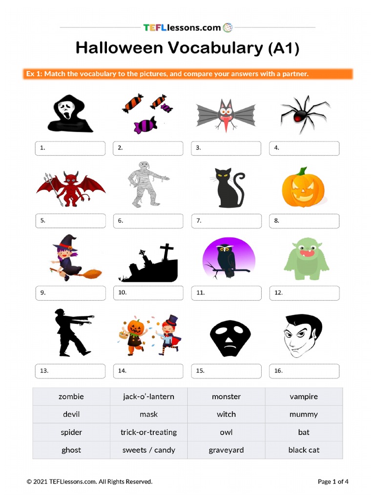 Halloween Vocabulary A1 Version Direct Method Activities 138871 | PDF